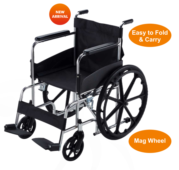 AccuSure Chrome-Plated Basic Wheelchair - WC-3 – Shivani Surgicals